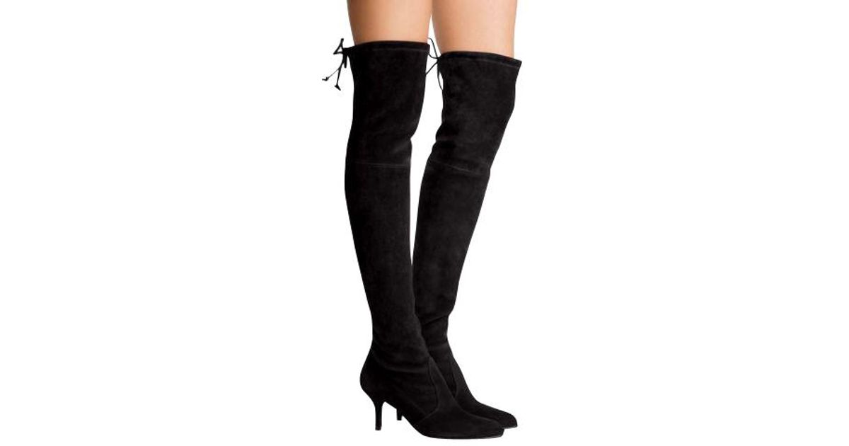 Stuart Weitzman Suede Solid Tiemodel Over-The-Knee Boot (Us) in Black ...