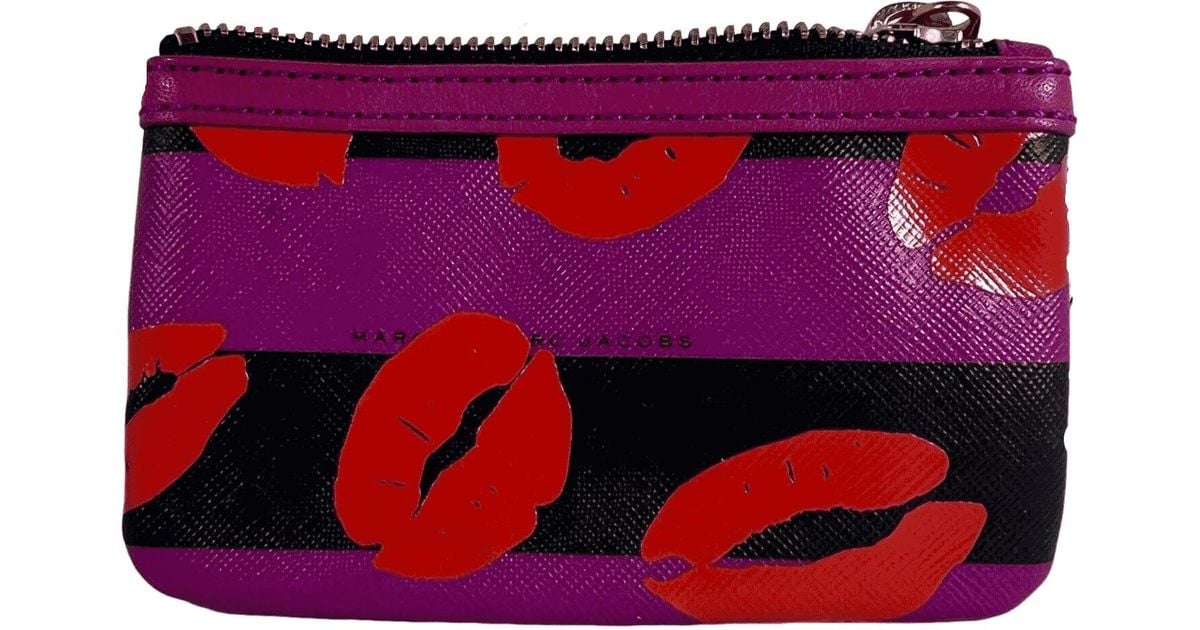 Marc Jacobs Multi Coin Pvc Leather Purse, Keychain Key Fob in Red | Lyst