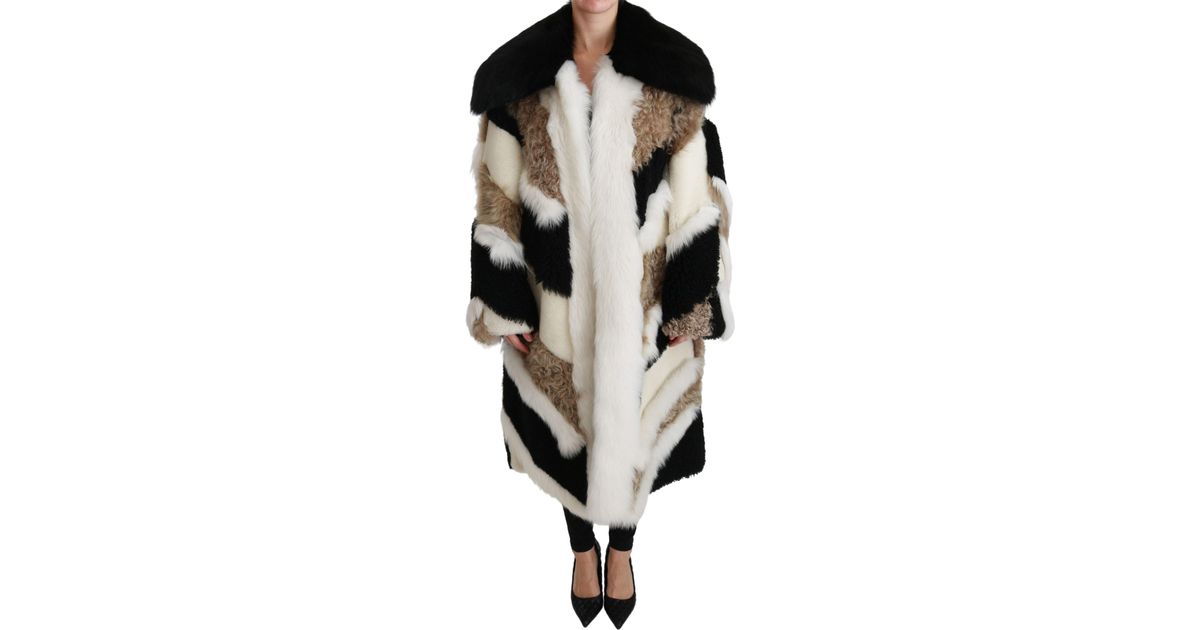 Dolce & Gabbana Elegant Shearling Cape Coat in Black | Lyst