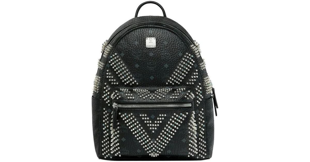 MCM Crystal Studs Graded M Visetos Stark Backpack in Black for Men | Lyst