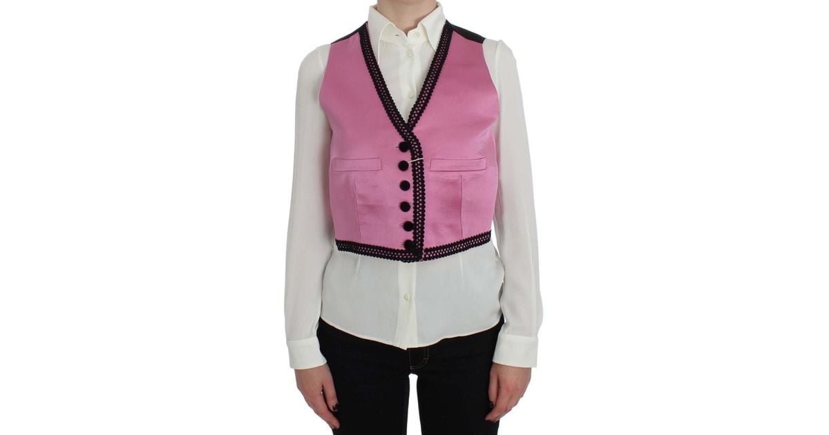 Dolce & Gabbana Silk-Cotton Blend Torero Inspired Vest in Pink | Lyst