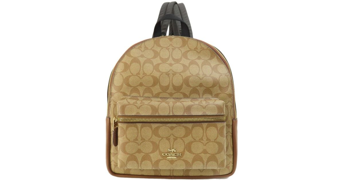 COACH Signature Canvas Backpack Bag (Pre-Owned) in Natural | Lyst