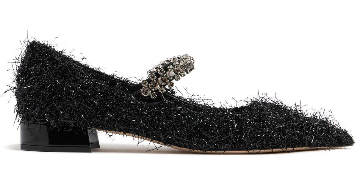 Jimmy Choo 25Mm Bing Tinsel Mary Jane Pumps in Black | Lyst