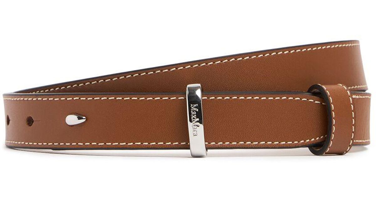 Max Mara 25mm Belt Loop Leather Belt in Brown | Lyst UK