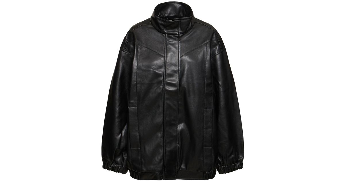 THE GARMENT Brooklyn Faux Leather Bomber Jacket in Black | Lyst