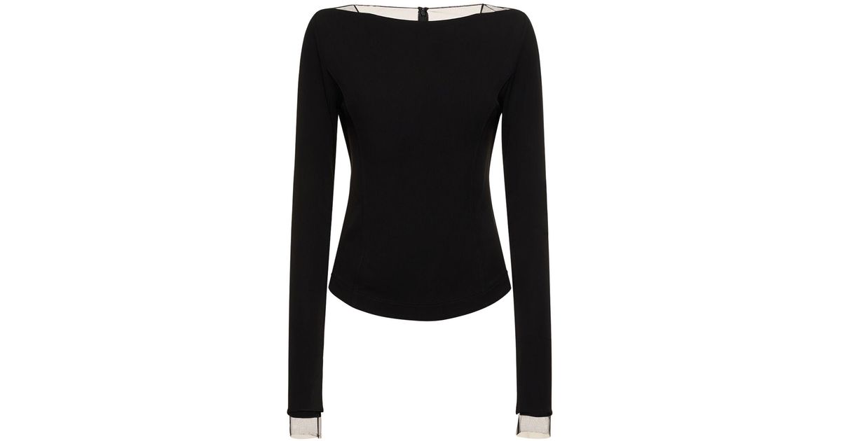Helmut Lang Viscose Top W/Sheer Back in Black | Lyst UK