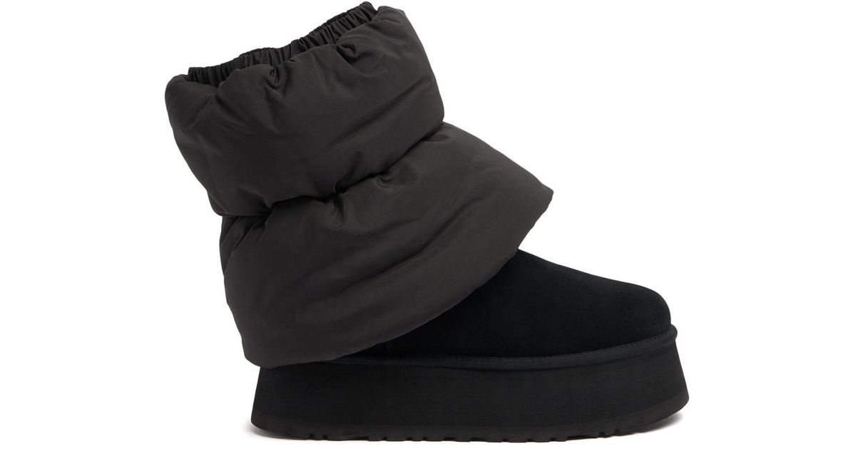 UGG 50mm Classic Mini Dipper Puffer Boots in Black | Lyst Australia