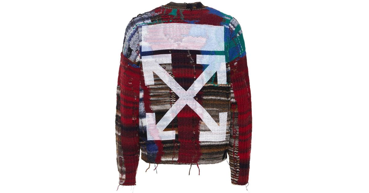 Off-White c/o Virgil Abloh Chaos Arrow Wool Blend Knit Sweater in Blue ...