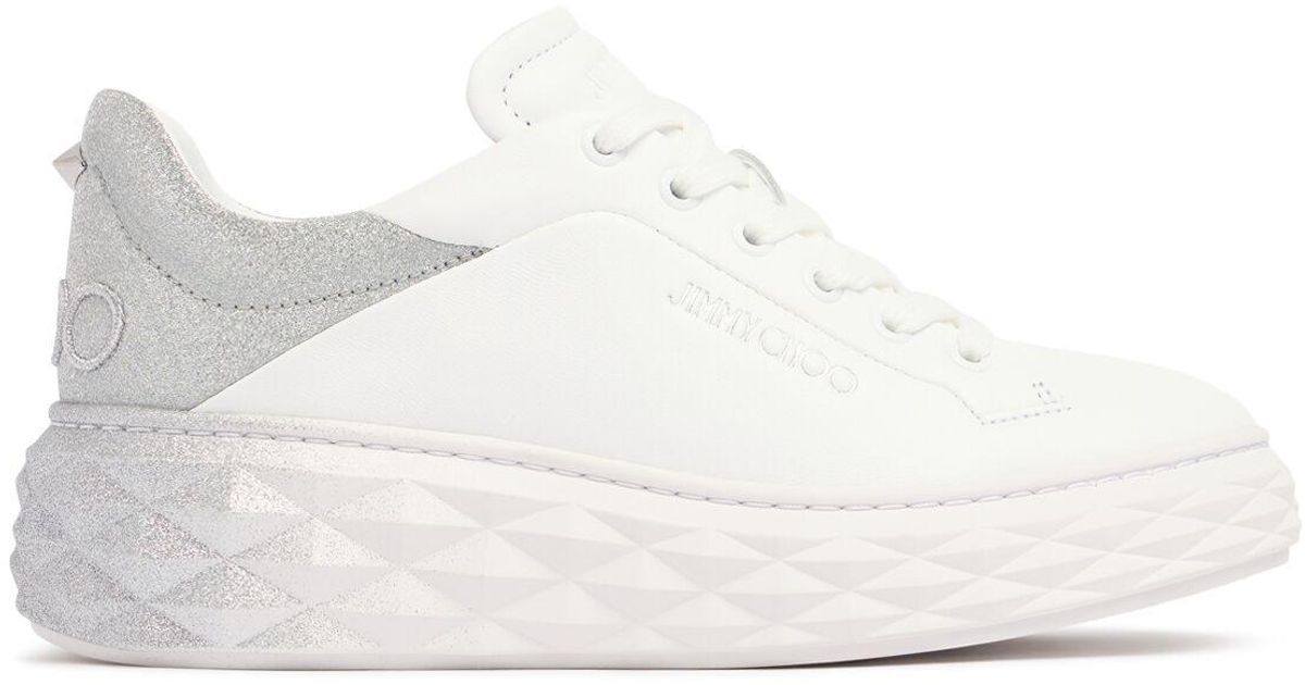 Jimmy Choo Diamond Maxi Leather Sneakers in White | Lyst