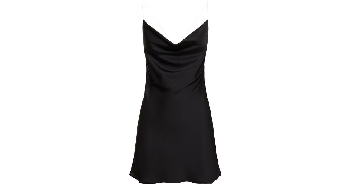 Y. Project Satin Invisible Strap Slip Mini Dress in Black | Lyst