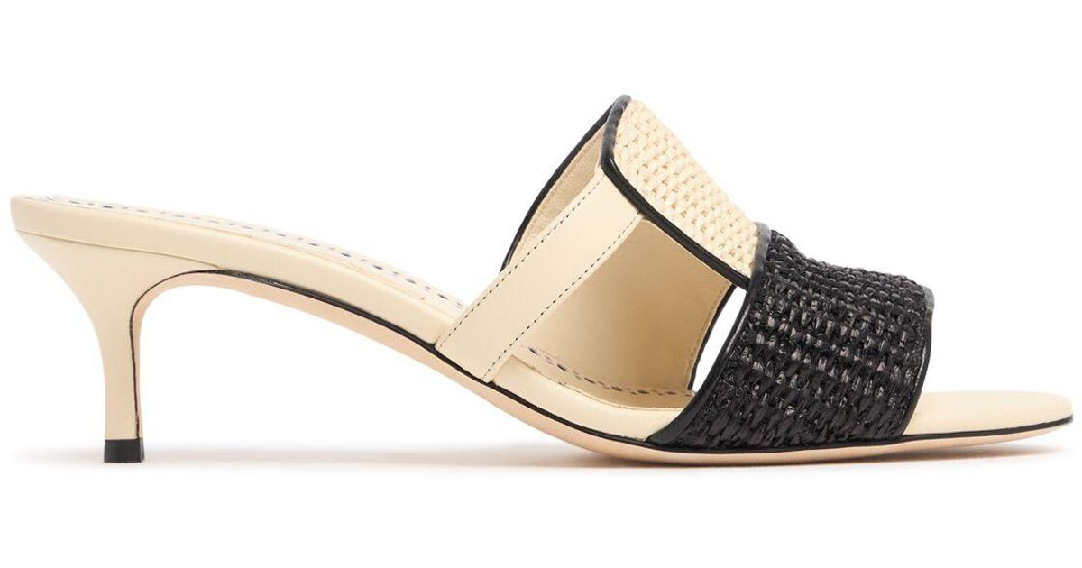 Manolo Blahnik 50Mm Fabiolamu Mules in Natural | Lyst
