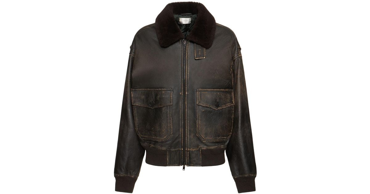 The Row Adonis Leather & Shearling Jacket in Black | Lyst