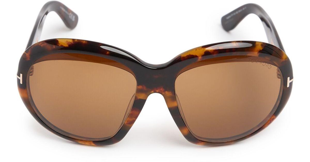 Tom Ford Angelica Round Acetate Sunglasses in Brown | Lyst