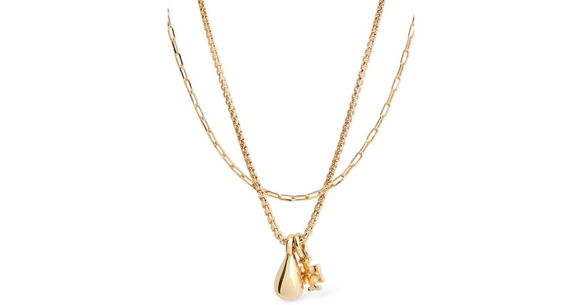 Tory Burch Good Luck Layered Chain Necklace in Metallic | Lyst UK