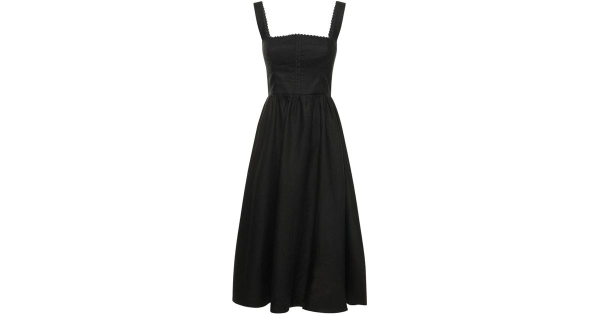 Reformation Tagliatelle Linen Midi Dress in Black | Lyst Reformation Tagliatelle Linen Midi Dress in Black | Lyst