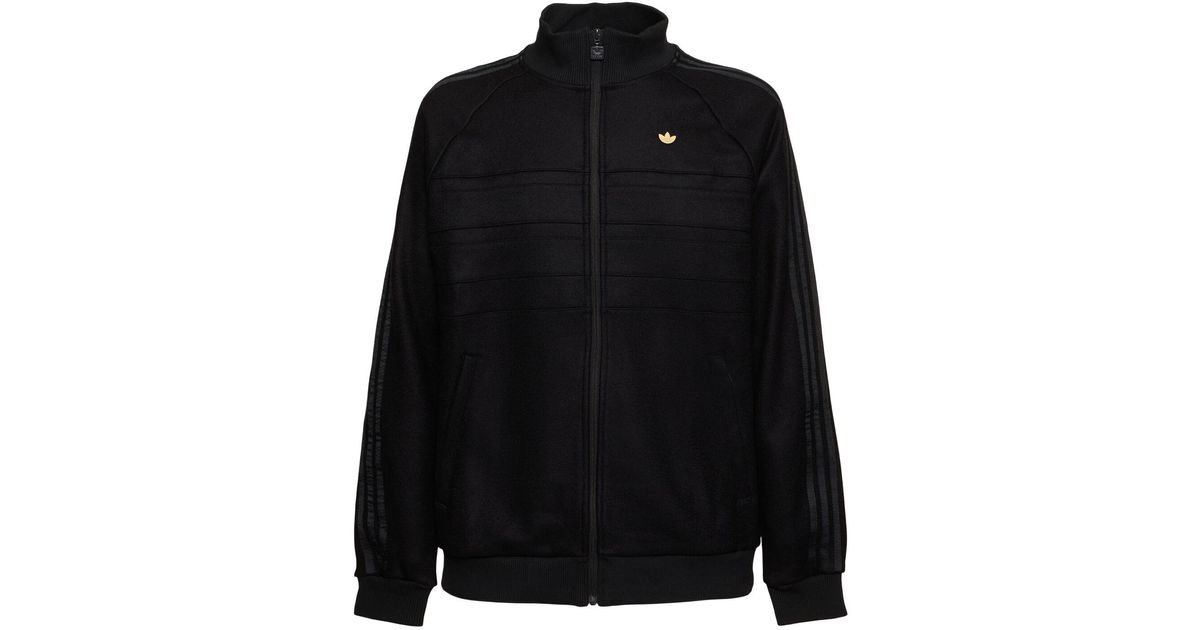 adidas Originals Wool Blend Track Jacket in Black for Men | Lyst