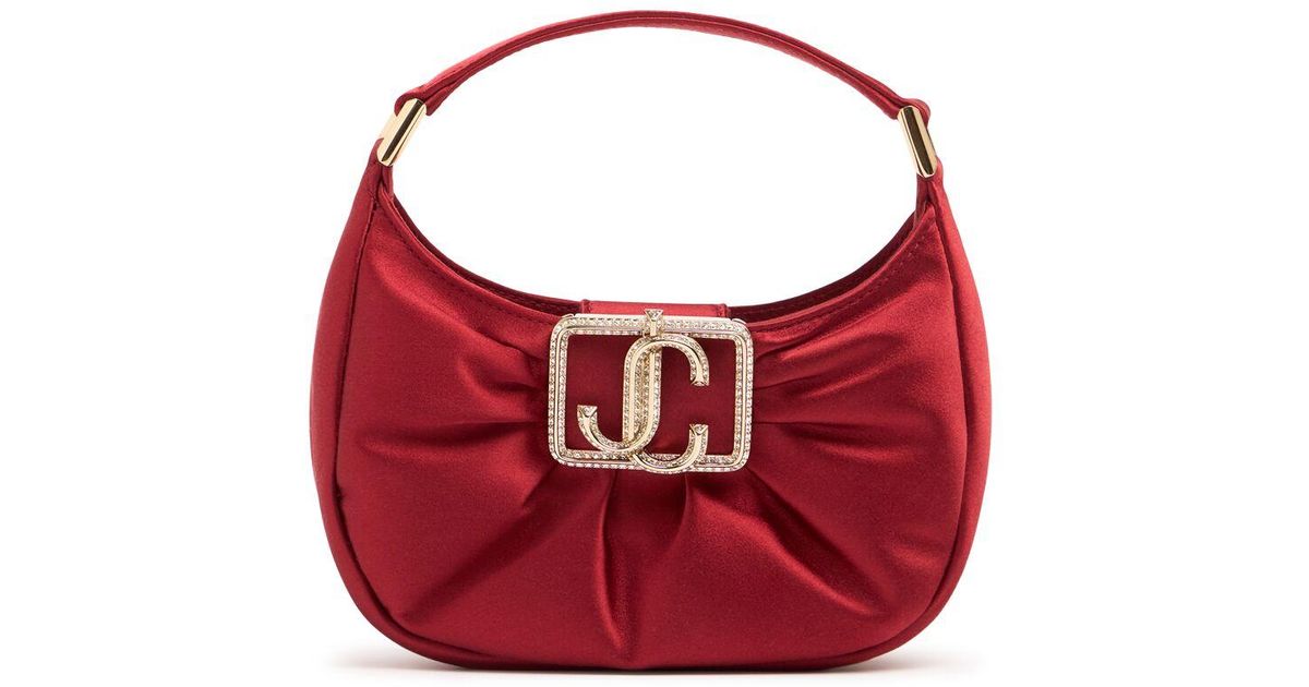Jimmy Choo Mini Edie Satin Hobo Bag in Red | Lyst