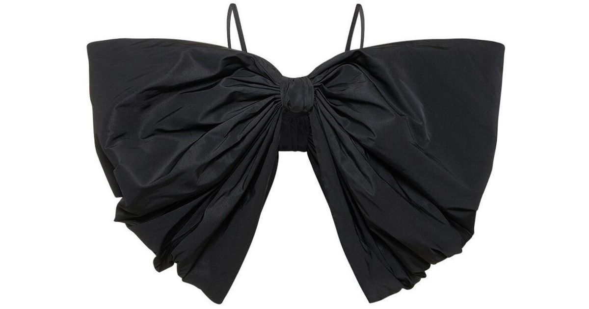Nina Ricci Bow Sleeveless Taffeta Crop Top in Black | Lyst
