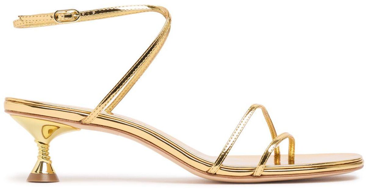 STUDIO AMELIA 50Mm Helix Metallic Leather Sandals in Natural | Lyst