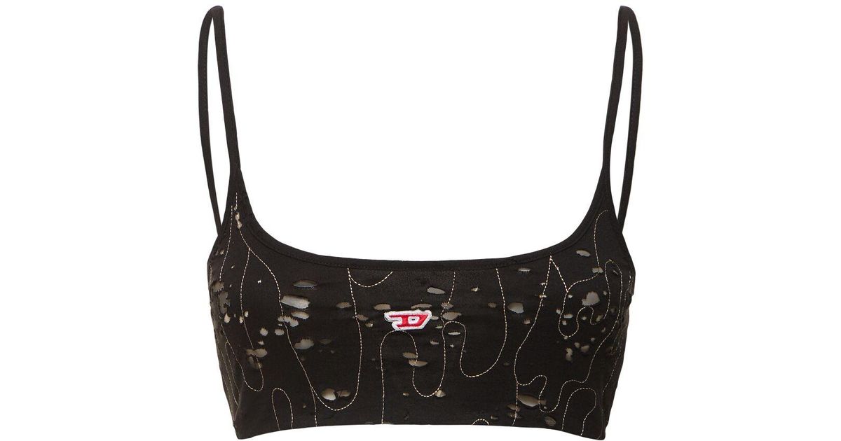 DIESEL Embroidered Tulle Bra Top in Black | Lyst