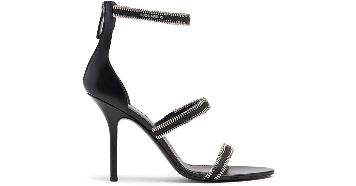DSquared² 100Mm Zip-Up High Heel Sandals in White | Lyst