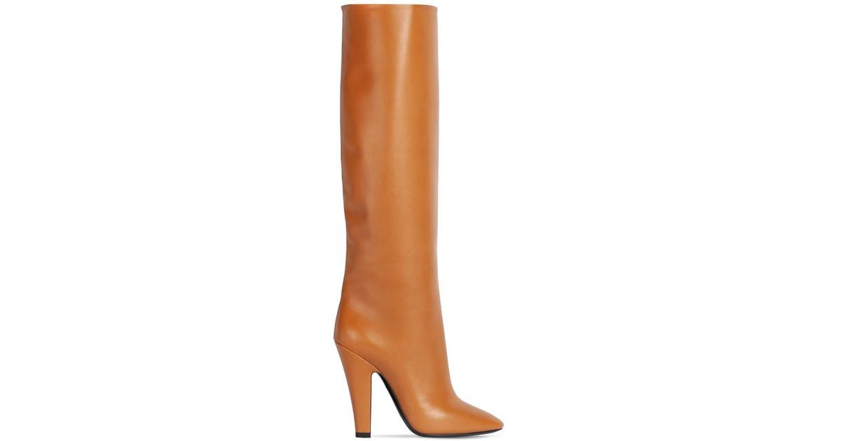 Saint Laurent 110mm 68 Tube Leather Tall Boots In Brown Lyst Uk