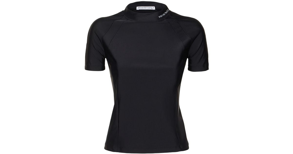 Alexander Wang Rashguard Top W/ Mock Neck in Black | Lyst