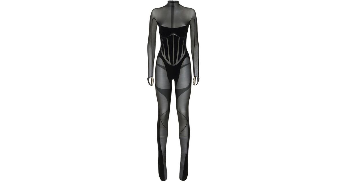 Wolford Mugler X Flocked Shaping Catsuit in Black | Lyst UK
