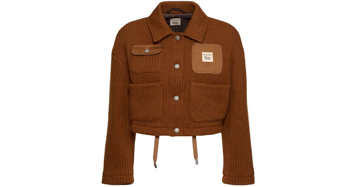 Roy Rogers Cropped Wool Blend Work Jacket in Brown | Lyst