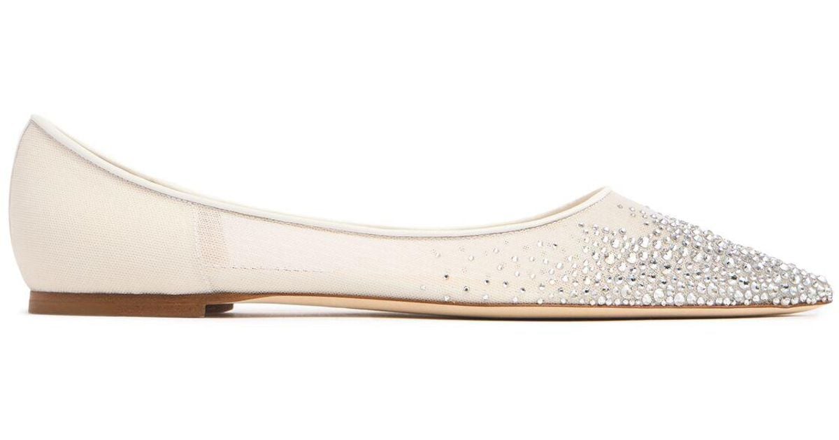 Jimmy Choo 10Mm Love Mesh Flats in Natural | Lyst