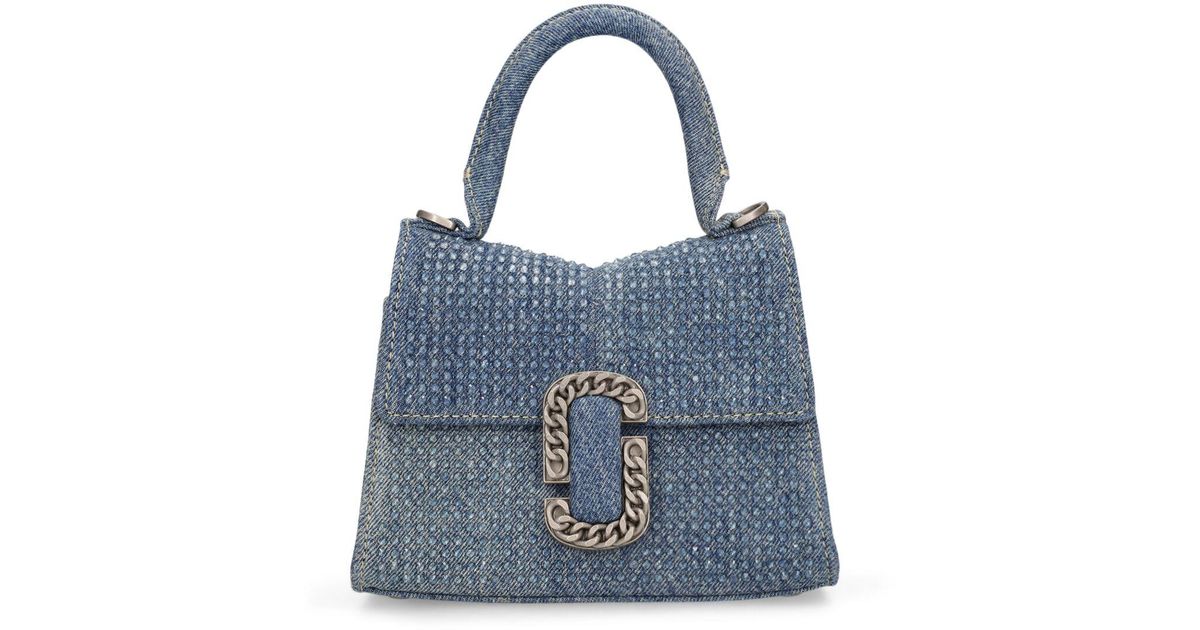Marc Jacobs The Mini Top Handle Denim Crystal in Blue | Lyst