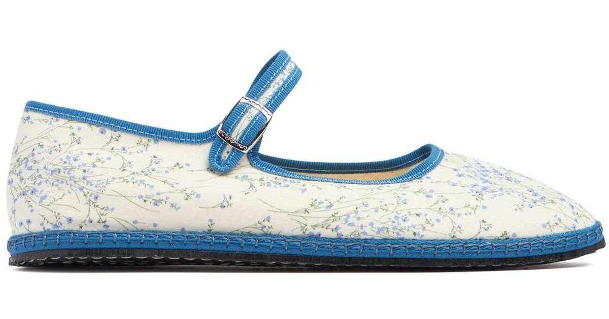 Vibi Venezia 10Mm Mary Jane Messina Cotton Slippers in Blue | Lyst