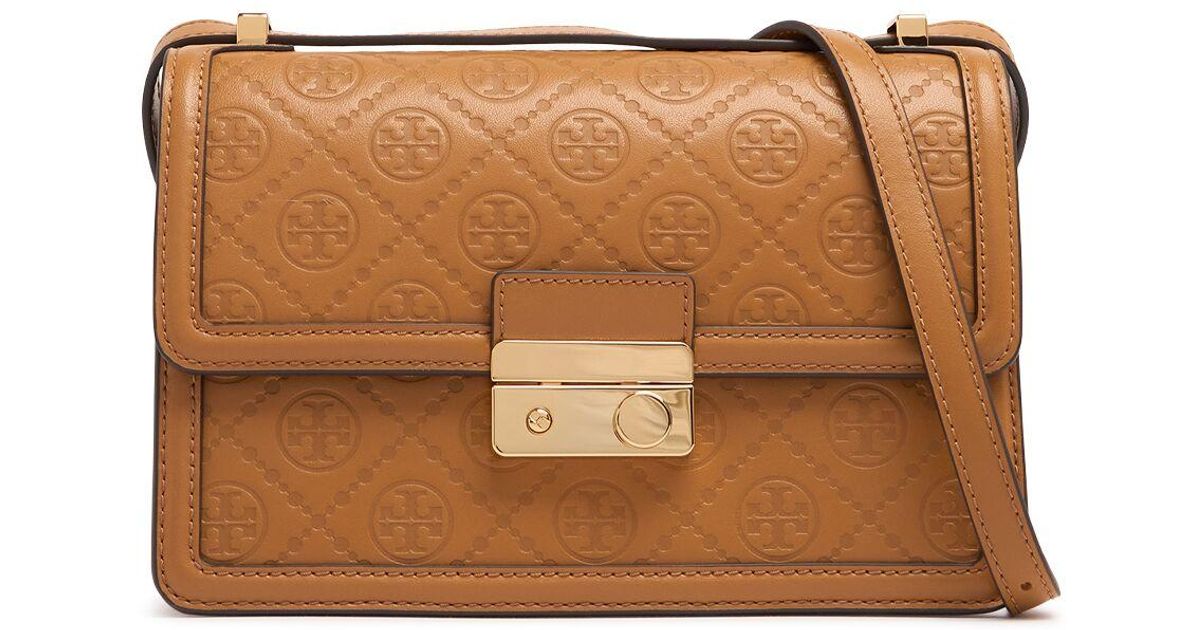 Tory Burch T Monogram Leather Shoulder Bag in Brown | Lyst