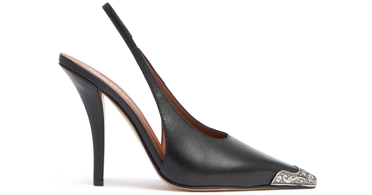 Paris Texas 105mm Jessica Leather Western Slingbacks in Metallic | Lyst
