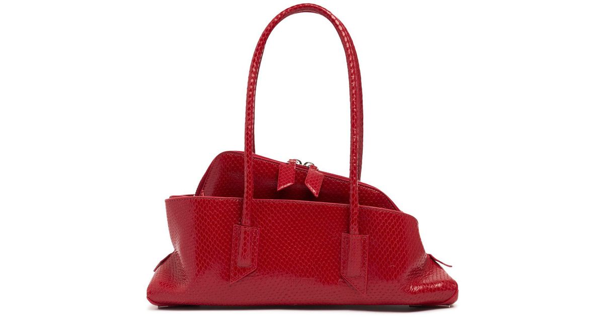 The Attico Small La Passeggiata Python Print Bag Unique in Red | Lyst