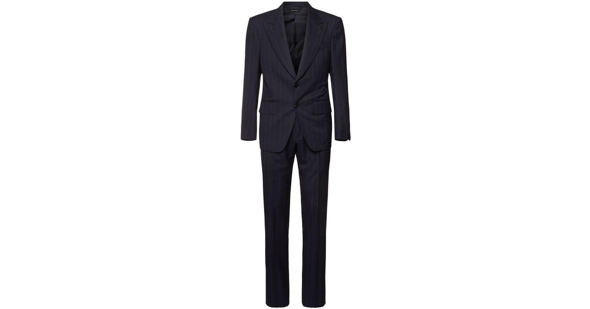Tom Ford Atticus Peak Lapel Wool Blend Suit in Blue for Men | Lyst