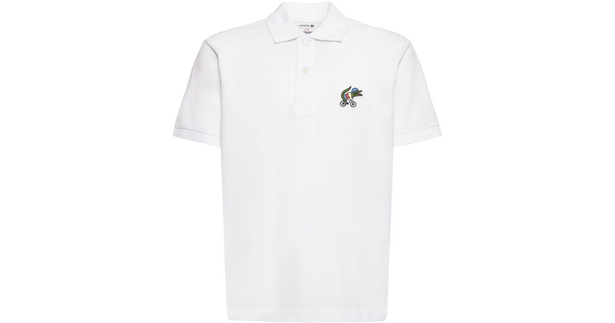 Lacoste Netflix Logo Cotton Polo In White For Men Lyst Uk
