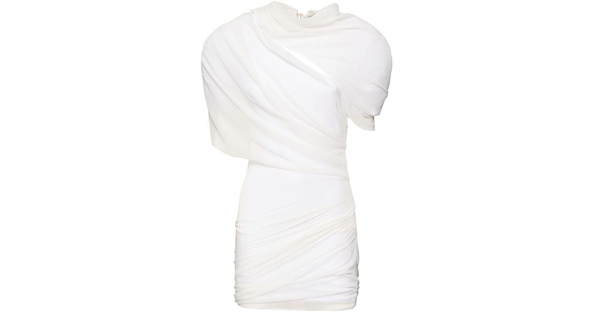 Jacquemus La Robe Castagna Draped Satin Dress in White | Lyst
