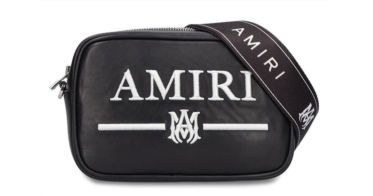 Amiri Embroidered Leather Camera Case Bag in Black for Men | Lyst