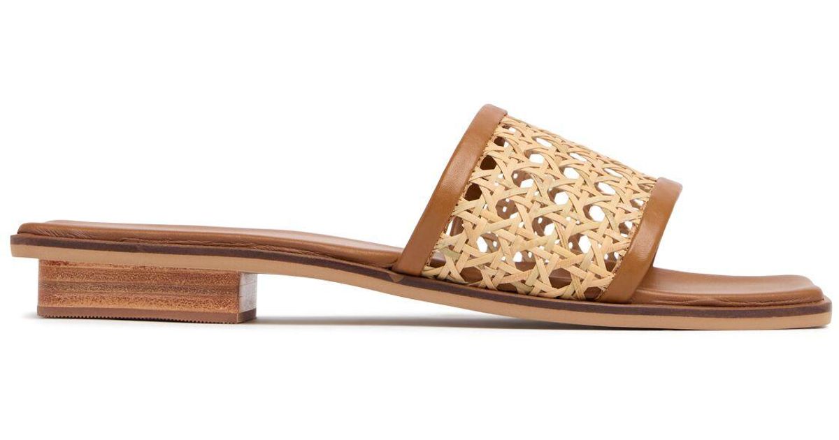 Bembien 10Mm Pia Leather & Rattan Slides in Natural | Lyst