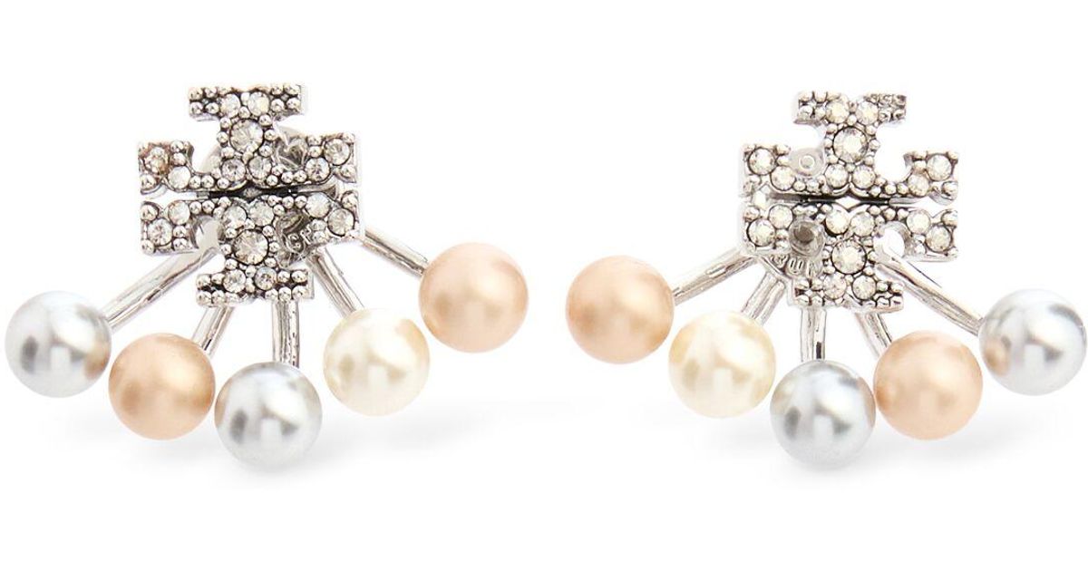 Tory Burch Kira Front-Back Stud Earrings Unique in Natural | Lyst