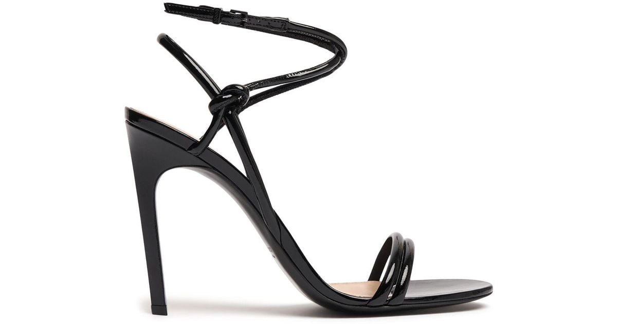 Gucci 105mm Patent Leather Strappy Sandals in Black | Lyst