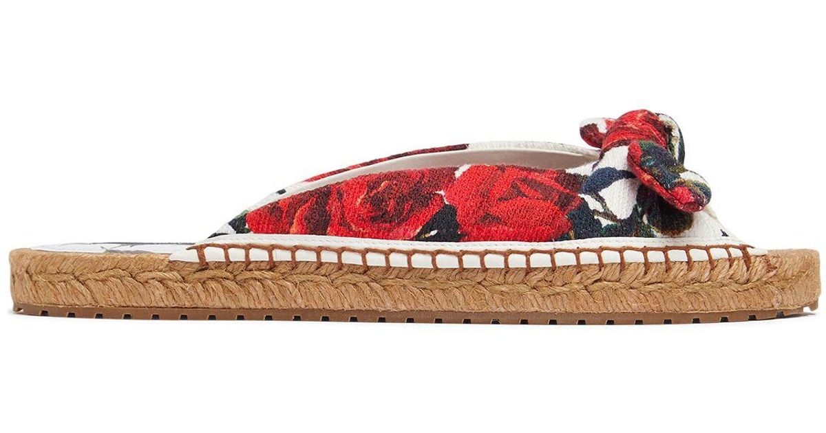 Dolce & Gabbana 5mm Textile & Rope Flat Espadrilles in Red | Lyst