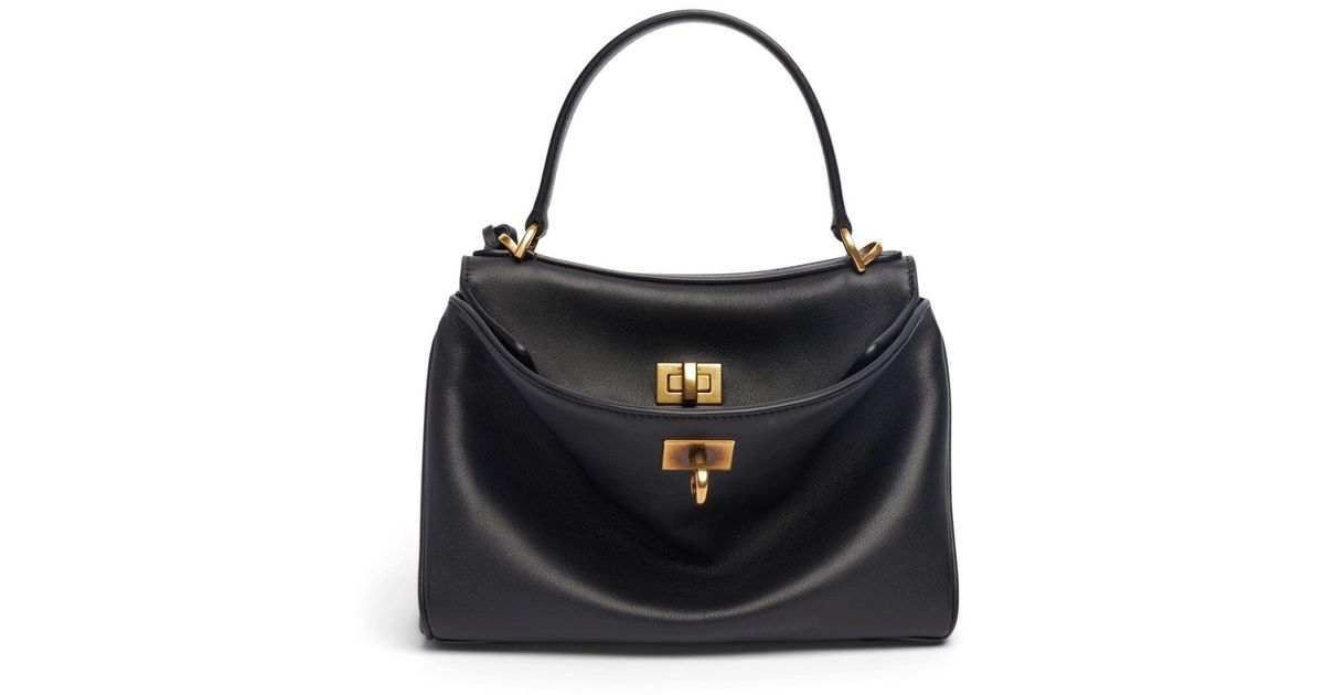 Balenciaga Mini Rodeo Leather Top Handle Bag in Black | Lyst