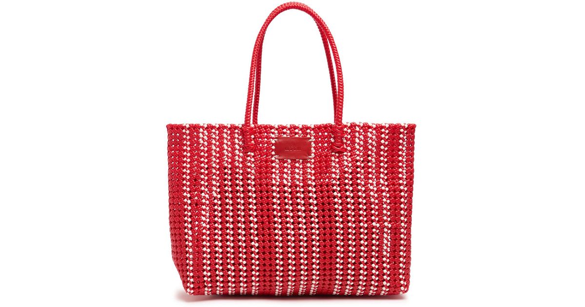 MSGM Large Mesh Tote Bag in Red | Lyst