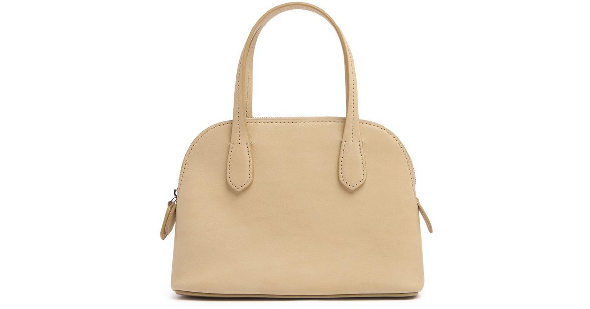 The Row Ingrid Saddle Shiny Leather Bag in Natural | Lyst