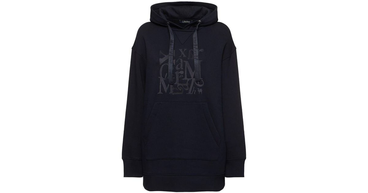 Max Mara Musa Jersey Logo Oversized Hoodie in Blue | Lyst
