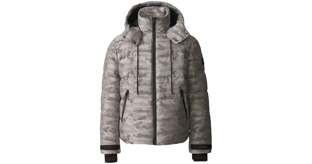 Mackage Samuel-Jc Camo Jacquard Down Ski Jacket With Storm Visor in ...