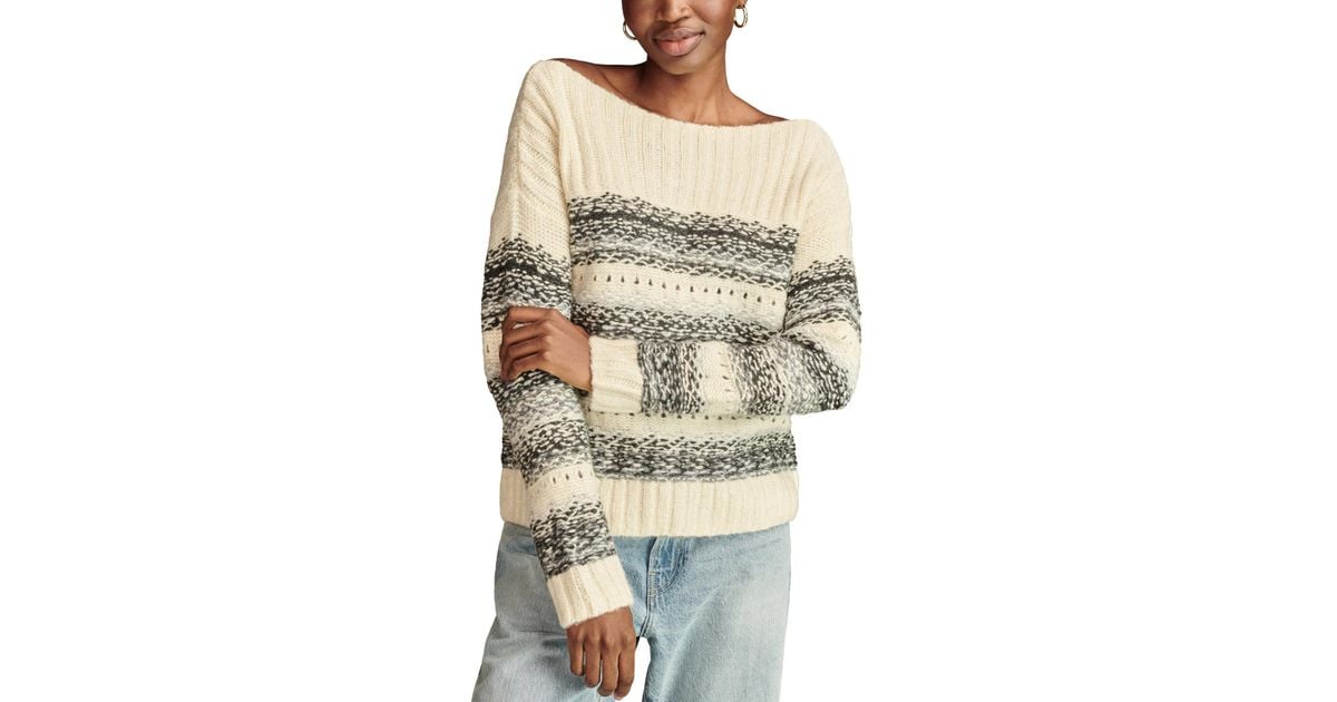 Lucky Brand Fair Isle Boatneck Sweater in Natural | Lyst