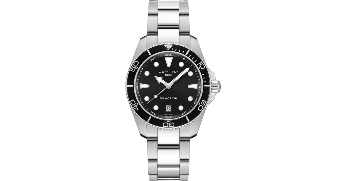 Certina Swiss Ds Action Stainless Steel Bracelet Watch 40mm in Metallic ...